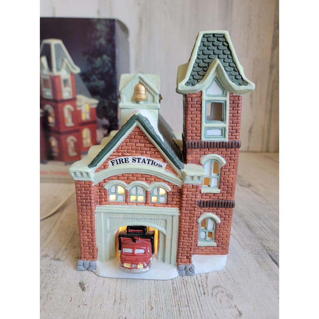 Owell Dickens Fire Station Vintage Home Decor Village Accessory Xmas - Etsy