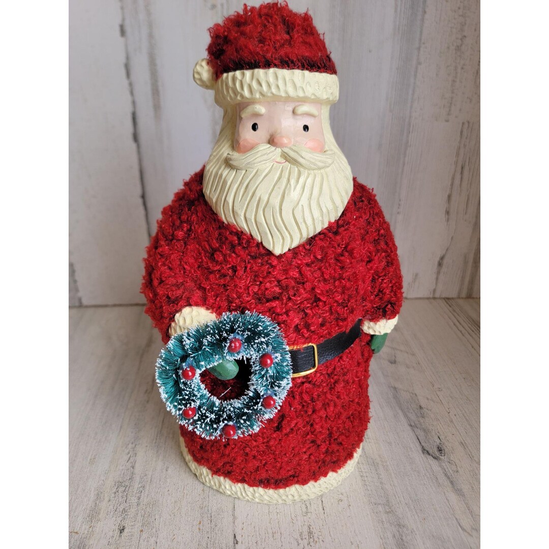 Hallmark Santa Claus 12" Wreath Tabletop Father Statue Xmas Figurine ...
