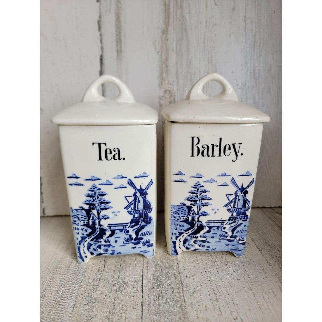 Vintage Germany Tea Barley Jar Container Set Xmas Decor Windmill - Etsy