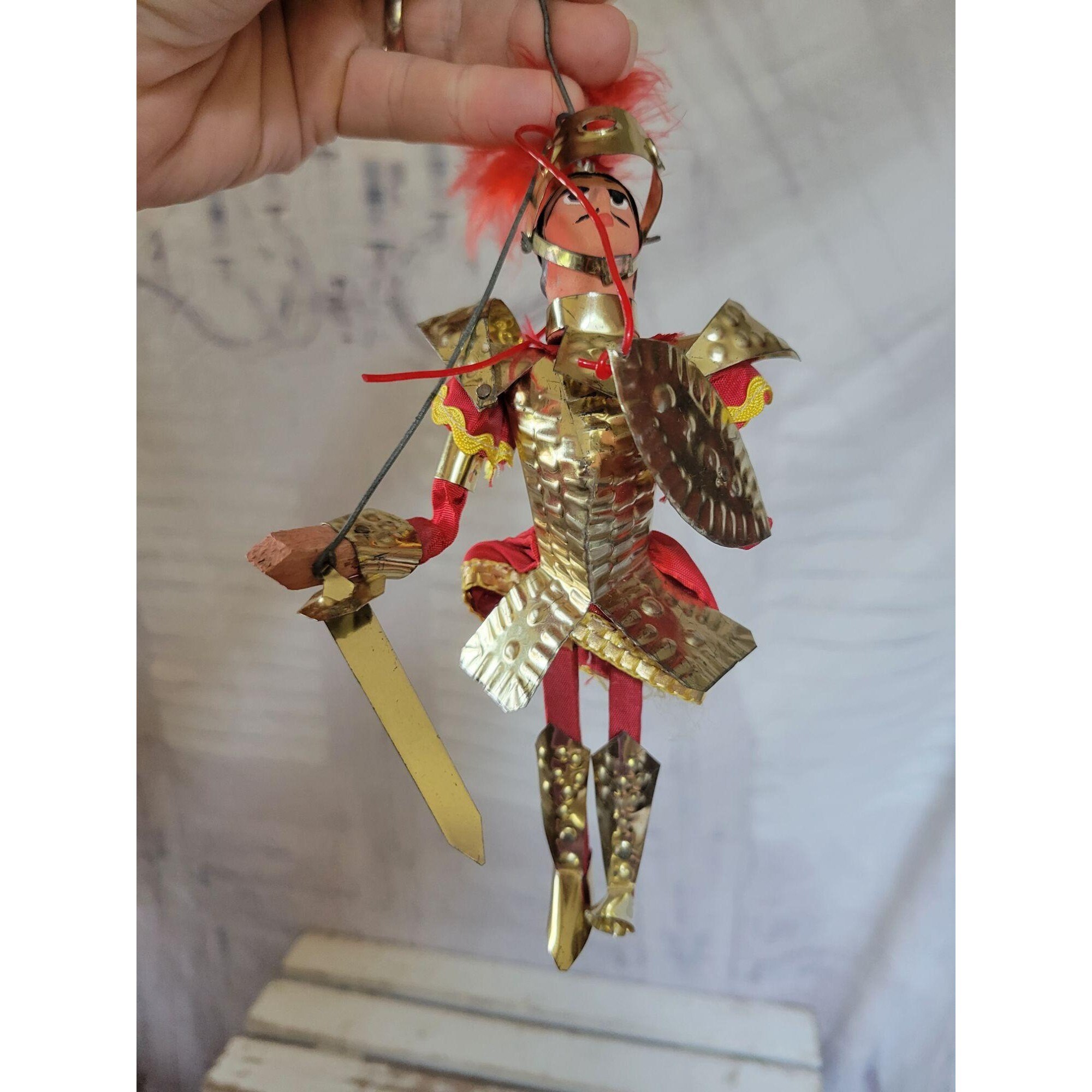 Vintage Sicilian Marionette Rod Knight Soldier Puppet Ornament - Etsy