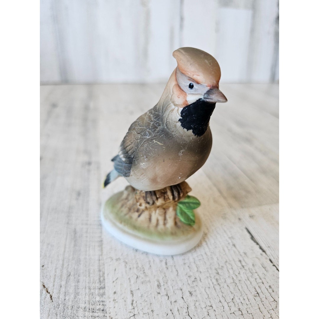 Lefton 6606 Waxwing Bird Figurine Porcelain Vintage Statue Realistic ...