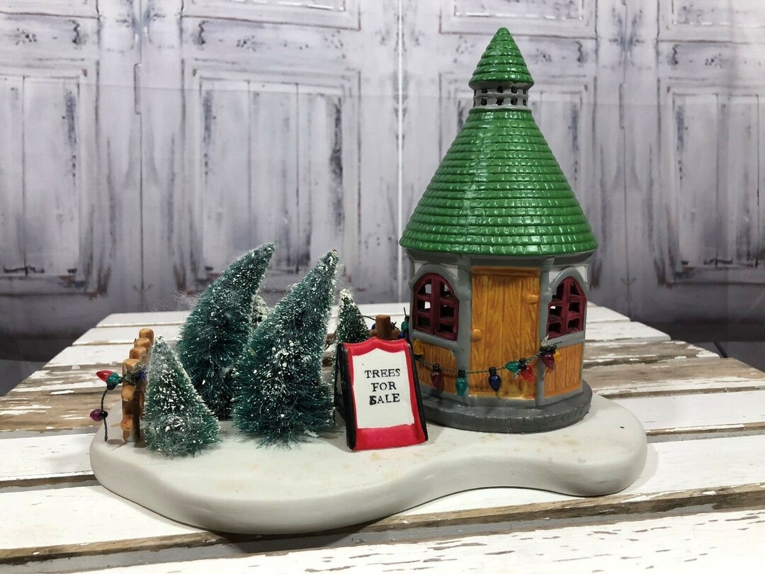 Xmas Holiday Lemax 1992 Village House Tree Lot Winter Snow Unique AS IS ...