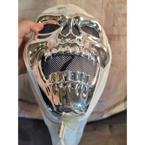 Shiny silver scary Halloween skeleton mask - Gem