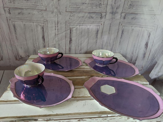 Vintage Made in Czechoslovakia Tea Set Plate Metallic Purple | Etsy