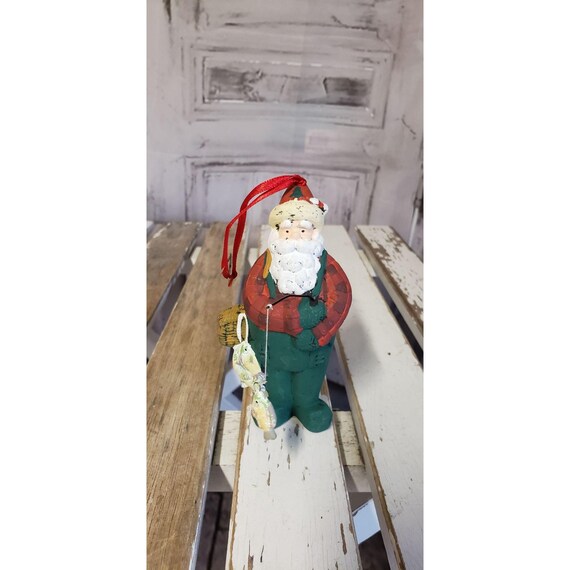 Vintage Fishing Santa Ceramic Holding Fishing Rod Fish Xmas | Etsy
