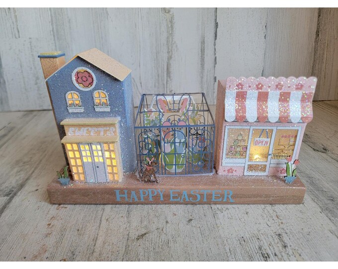 Happy Easter Light up Greenhouse Glitter Home Decor Figure Spring - Etsy
