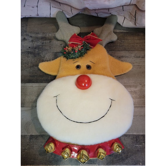 Rita Rae Rudolph Reindeer Bell Plush Sign Decor Mistletoe | Etsy