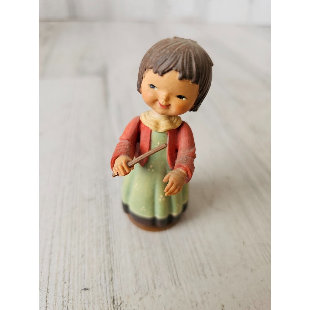 Anri Band Leader Wooden Girl Band Figurine Statue Italian Italy Vintage ...