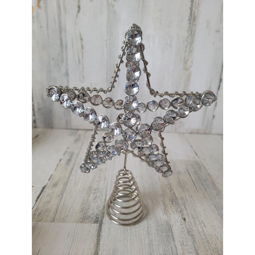 Large Silver Tree Topper Star Gem Xmas Decor - Etsy