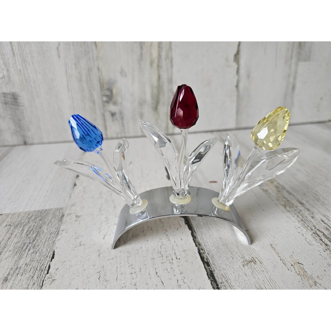 Swarovski Tulip Set Bouquet Member Renewal Red Blue Yellow Flowers - Etsy