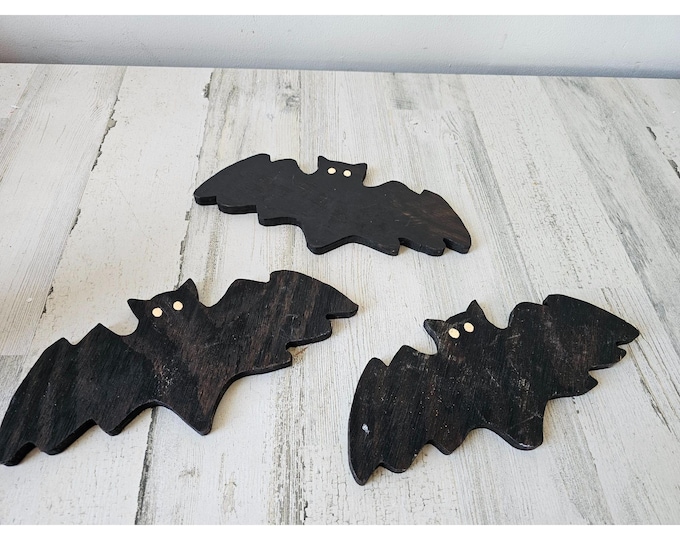 Halloween Black Bats, (set of 3), Hangable, Rustic, (12"-10"-8") - Etsy
