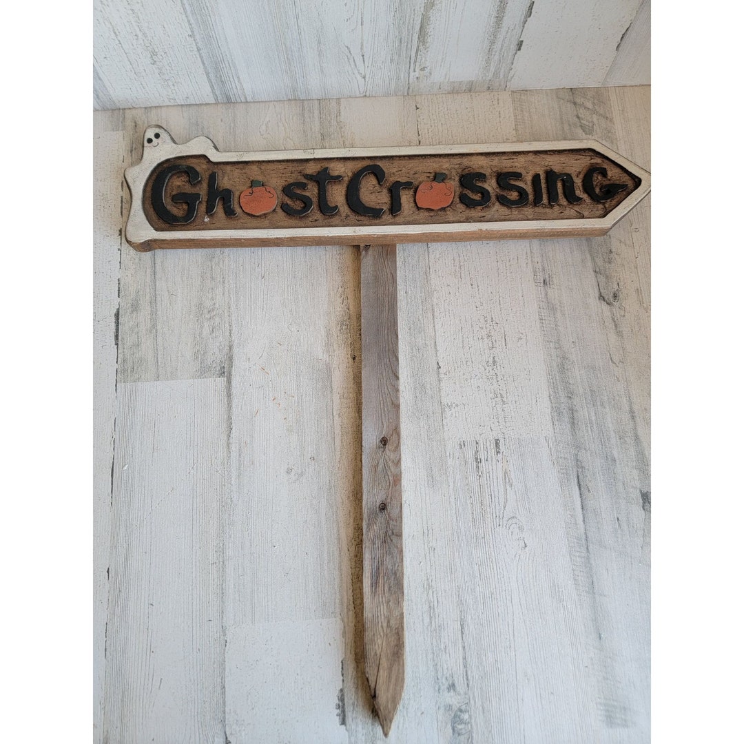 Halloween Ghost Crossing Wood Inside Pumpkin Lawn Decor - Etsy