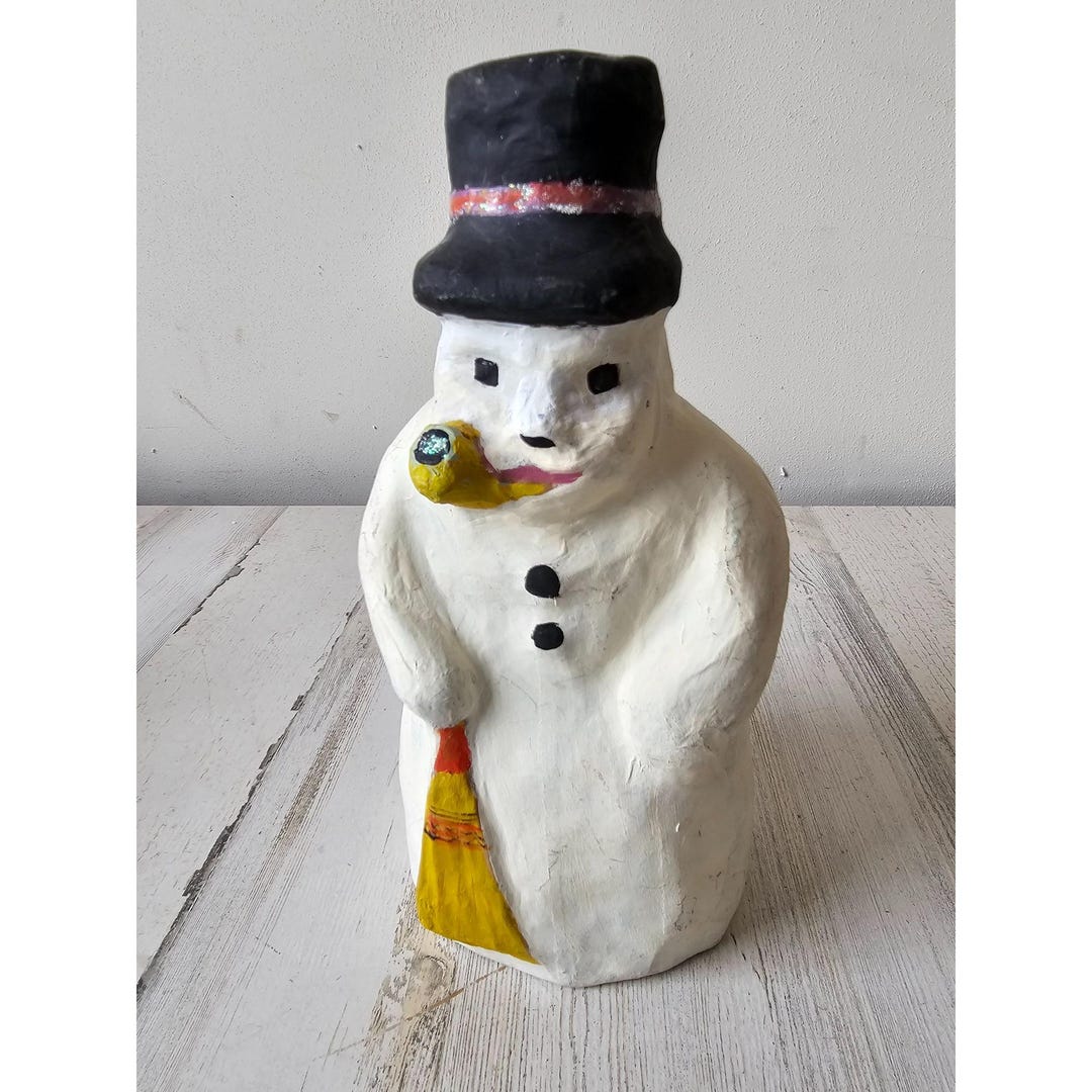 Vintage Paper Mache Snowman Pipe Broom Xmas Decor - Etsy