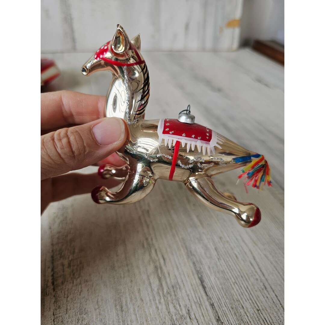 Vintage Carlini Pinata Horse Italian Ornament Gold Xmas Tree - Etsy