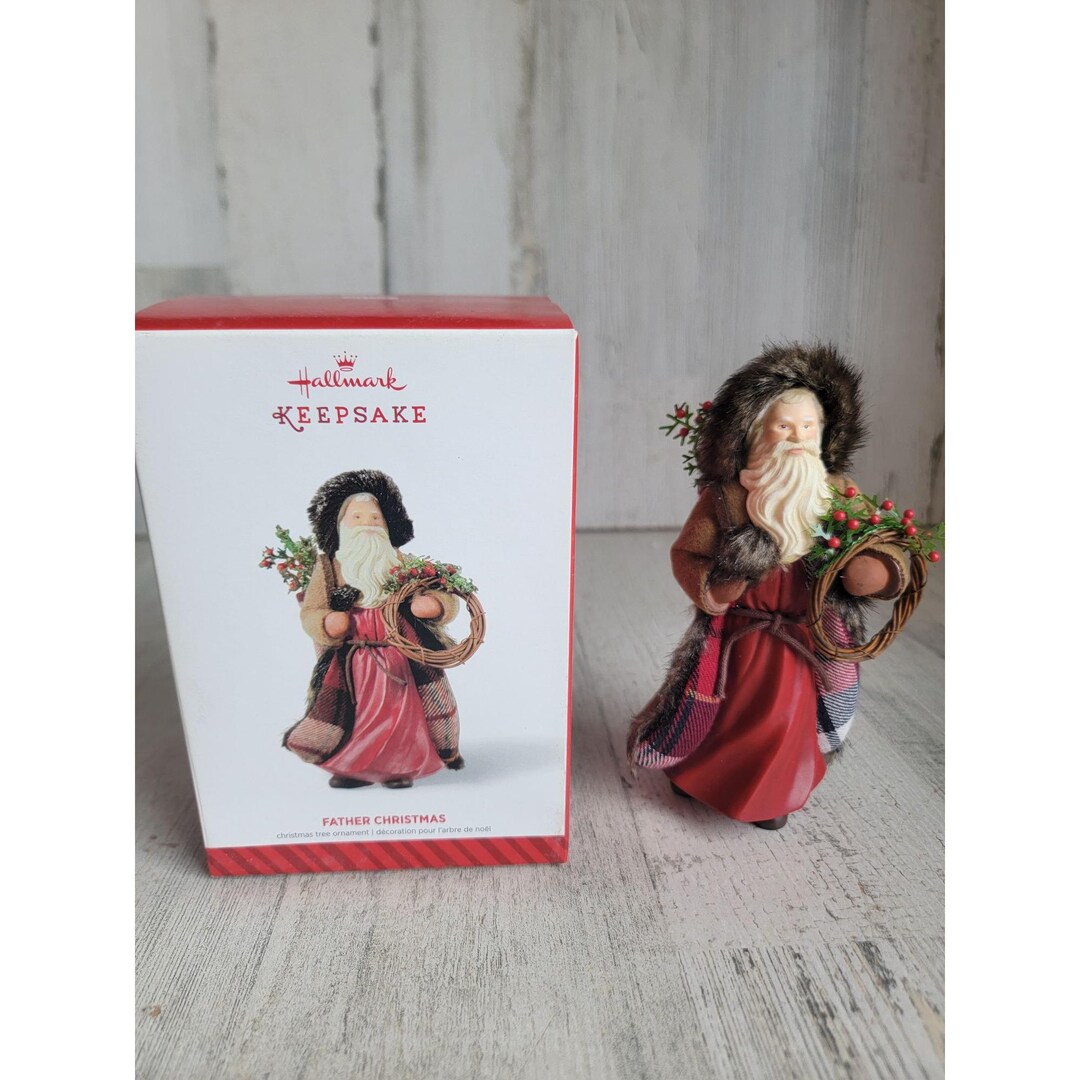 Hallmark Father Christmas Ornament Xmas Wreath Berries Gather - Etsy