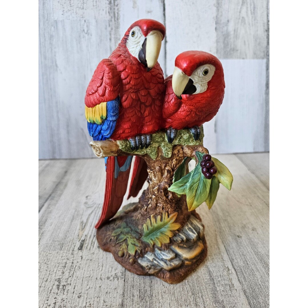 Vintage Andrea Double Scarlet Macaw's Parrot Birds 1987 7912 Realistic ...