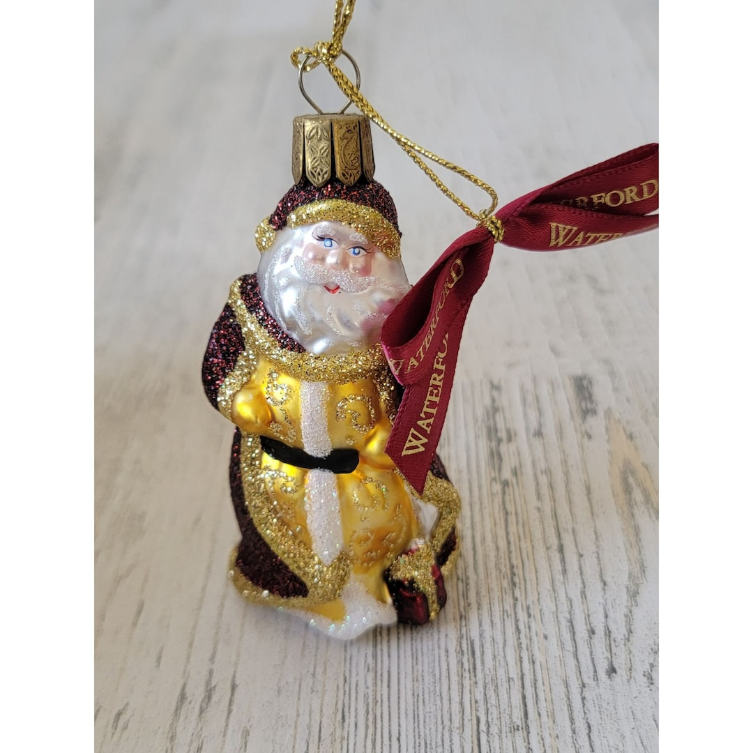 Waterford Santa Claus Gold Red Glitter Blown Glass Ornament Xmas - Etsy