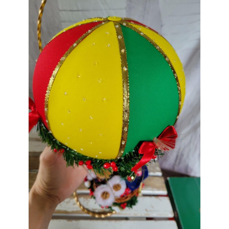 Fiber Optic Hot Air Balloon Teddy Bear Xmas Holiday Decor Centerpiece ...