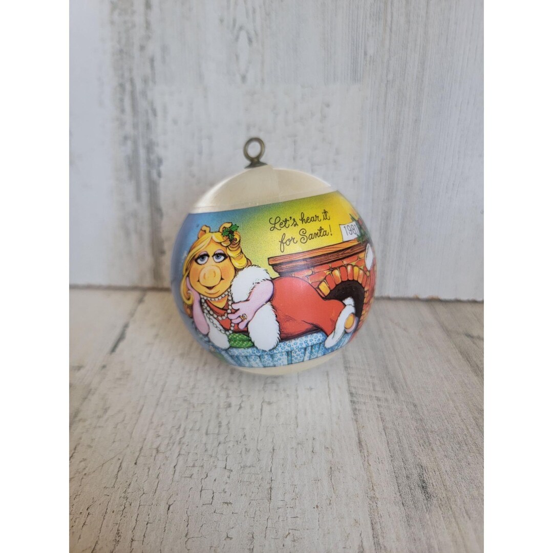 Vintage 1981 Kermit Santa Mrs Piggy Stain Ball Ornament Xmas - Etsy