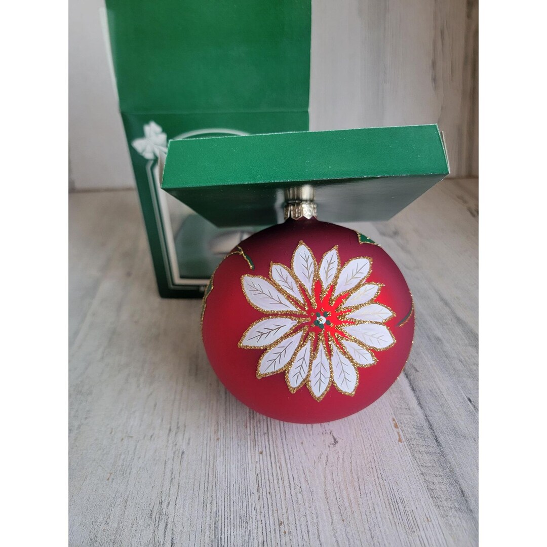 Vintage Poinsettia Flower Red Ball Ornament Poland - Etsy