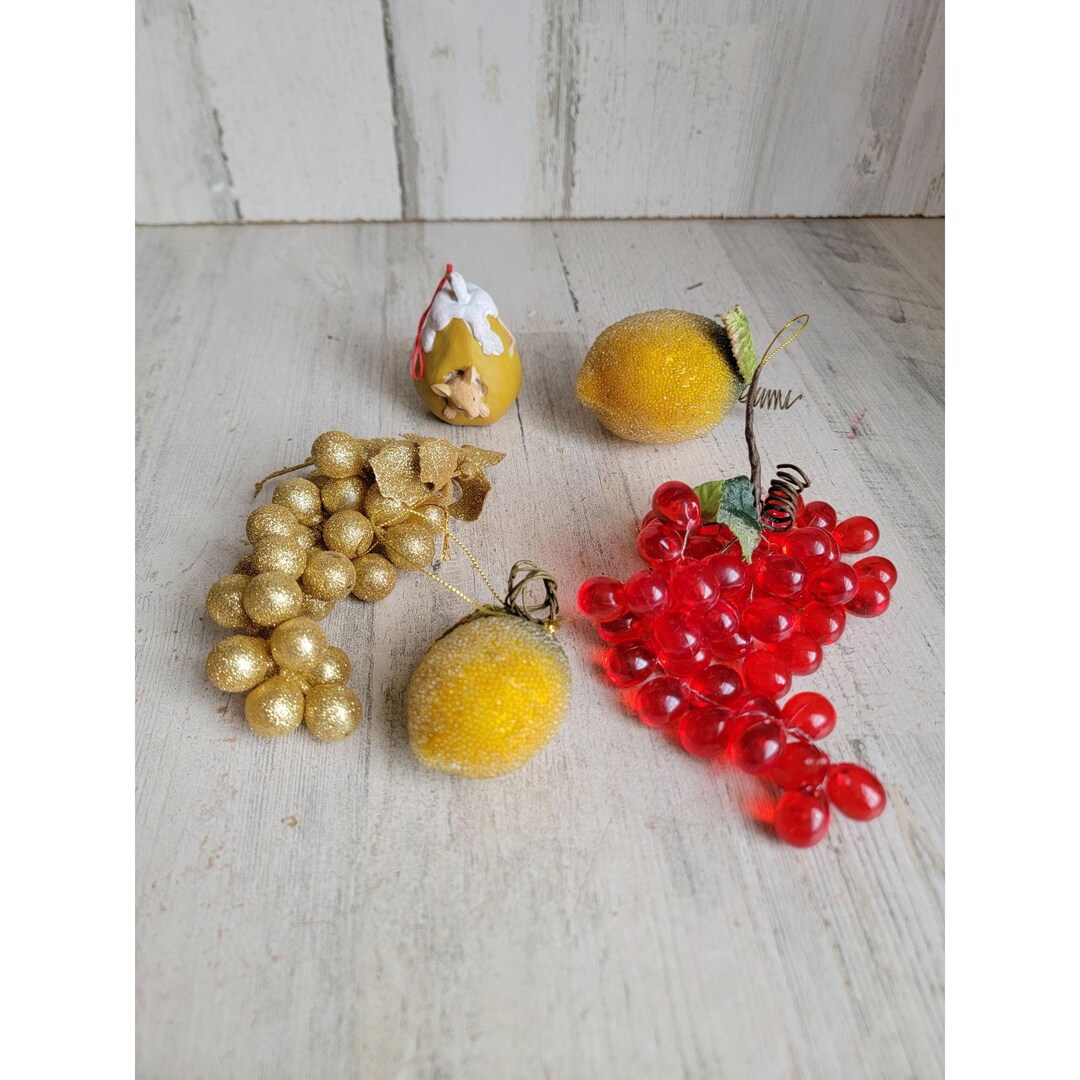 Fruit Vintage Grape Pear Mouse Lemon Unique Ornament Xmas Set - Etsy