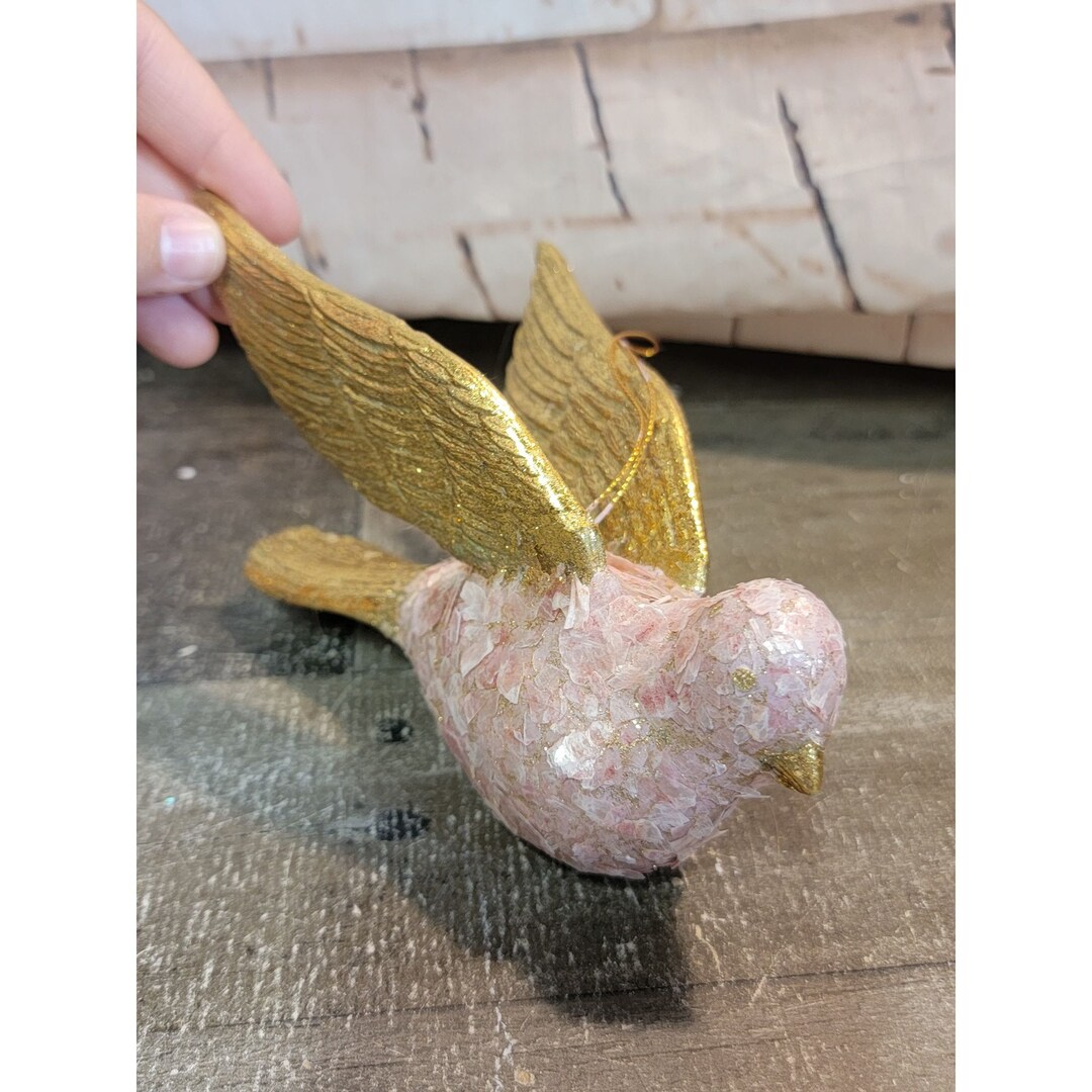 Pink Gold Glitter Dove Bird Ornament Xmas Decor - Etsy