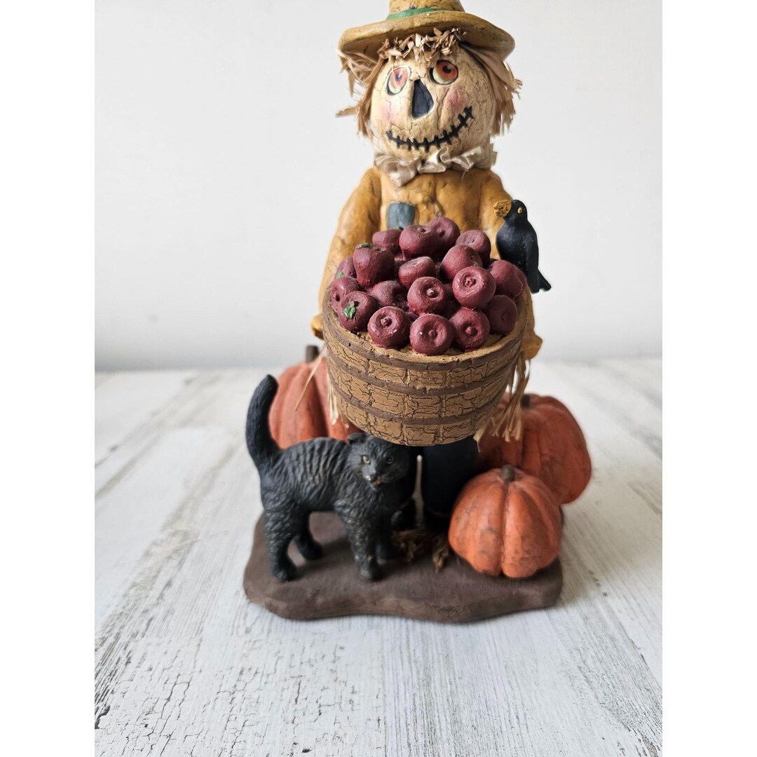 Bethany Lowe? Scarecrow Crop Crow Cat Figurine Statue Pumpkin Fall ...