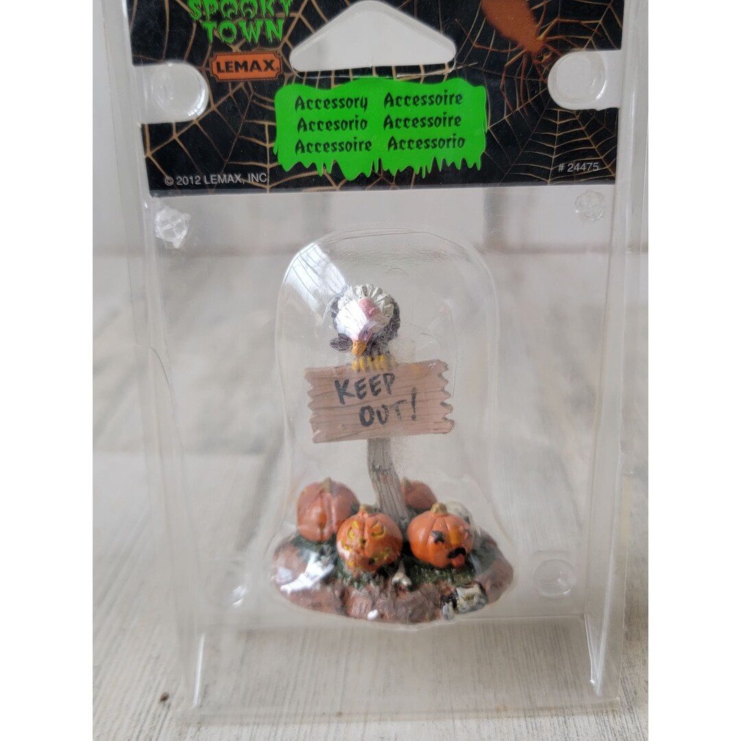 Lemax Spooky Town Keep Out Vulture Sign Halloween Village Accessories ...