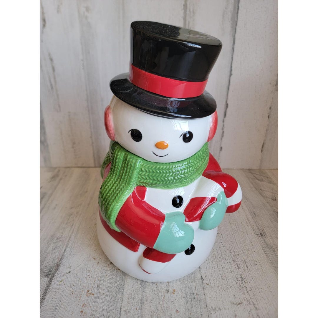 Snowman Hallmark Candy Cane Cookie Jar Xmas Home Decor Unique - Etsy