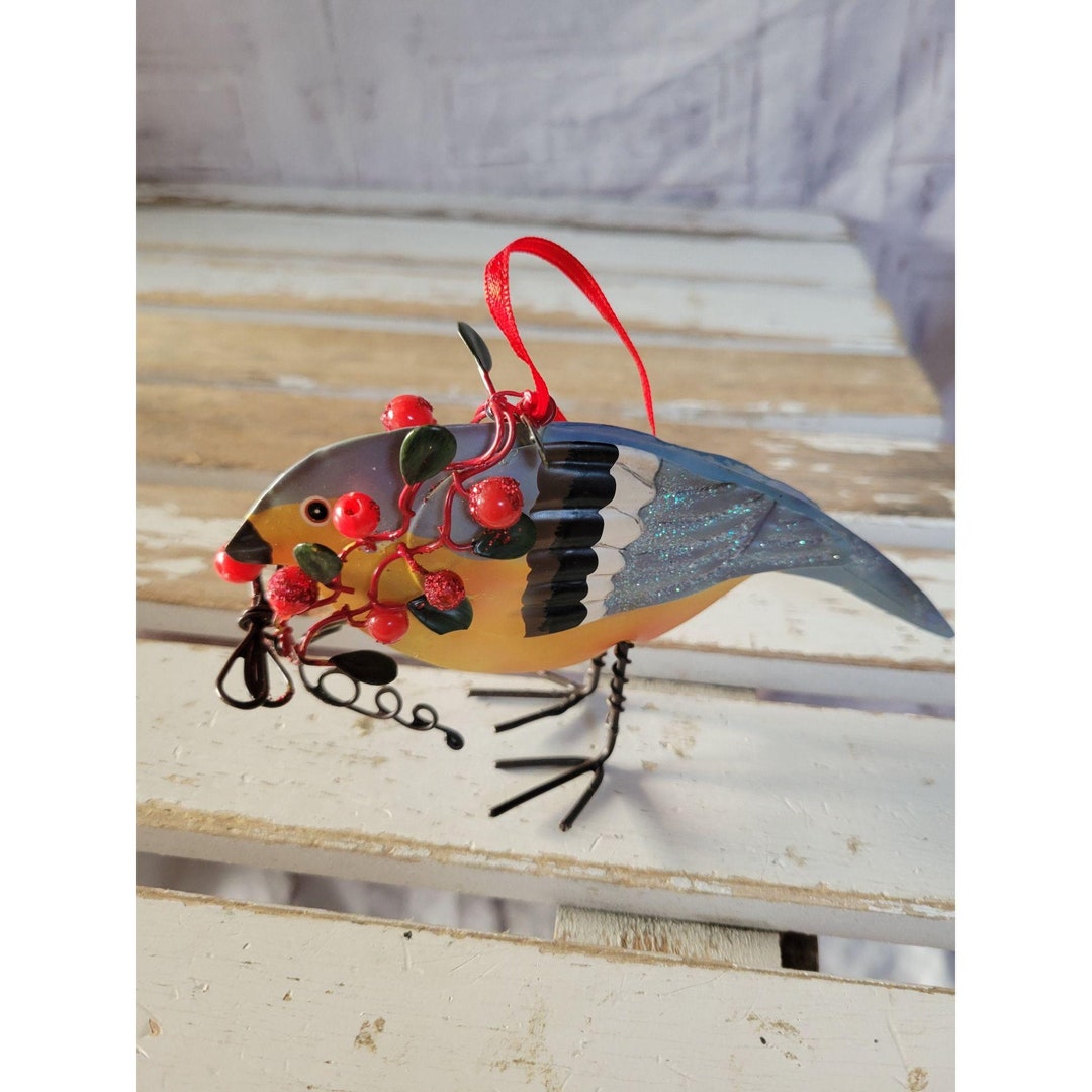 Metal Blue Jay Bird Berry Ornament Decor Xmas Holiday Tree - Etsy