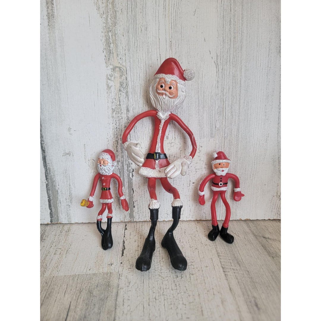 Vintage Bendy Santa Claus Bendable Set Toy Figure Set - Etsy