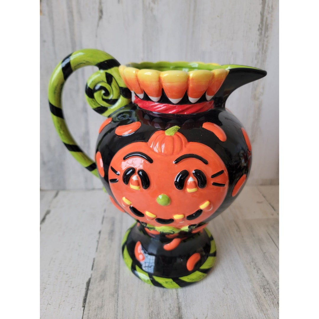 Neiman Marcus AS IS Halloween Pitcher Ceramic Jack O'lantern Candy Corn ...