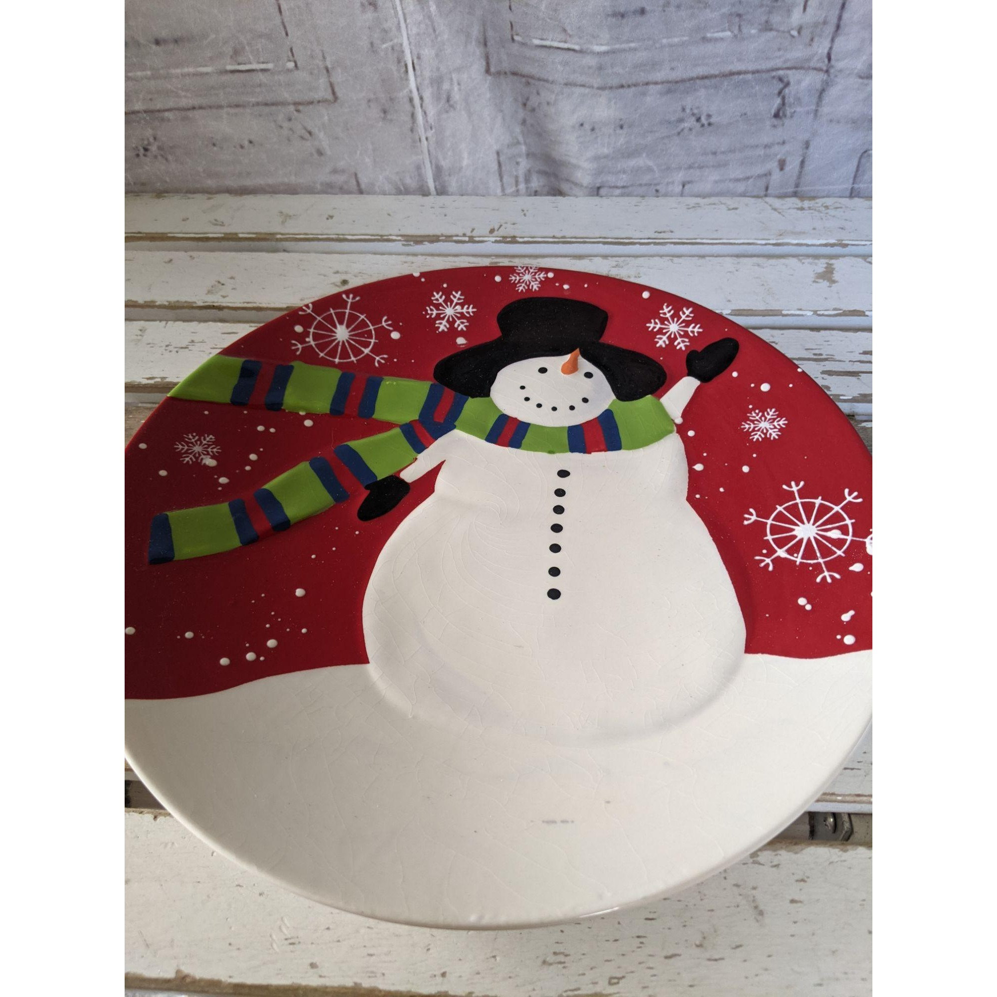 St Nicholas square jolly snowman dinner plate x-mas holiday | Etsy