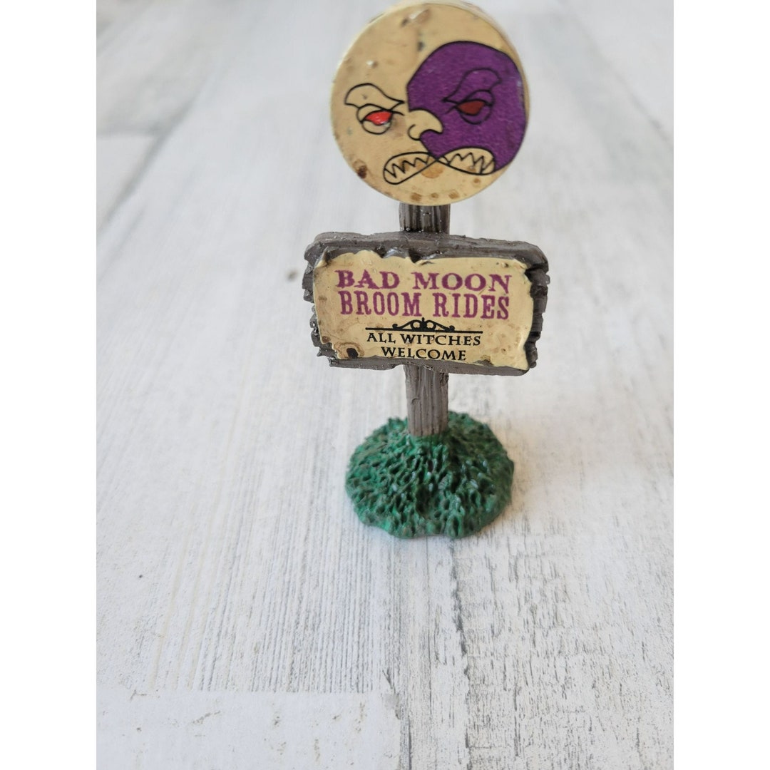 Lemax Bad Moon Broom Ride Sign Witches Halloween Village Accessory - Etsy
