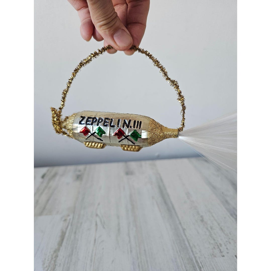 Antique Zeppelin Blimp Spun Glass Tinsel Ornament Axis Tree - Etsy