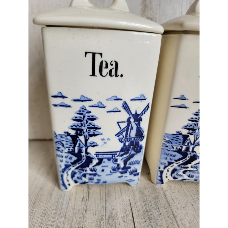Vintage Germany Tea Barley Jar Container Set Xmas Decor Windmill - Etsy