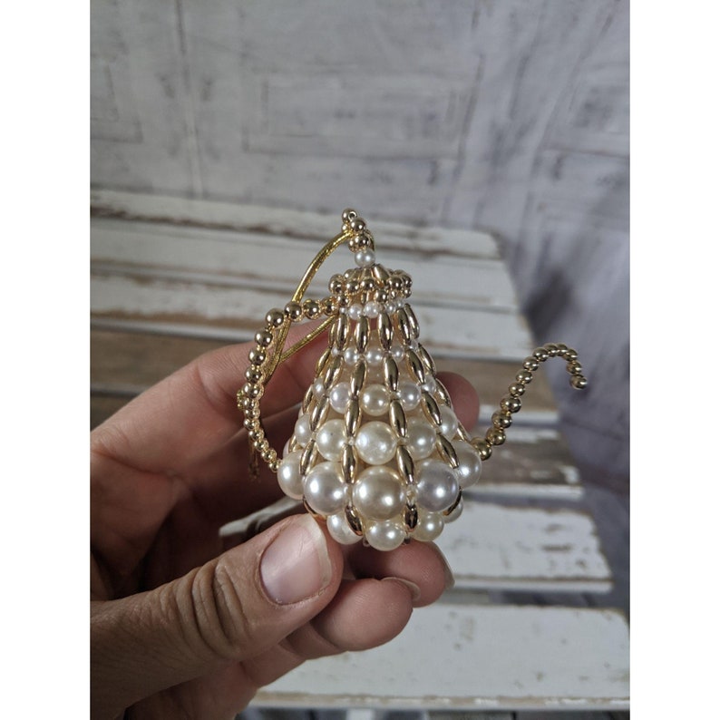 Pearl Beaded Teapot Ornament Xmas Holiday Tree Vintage - Etsy