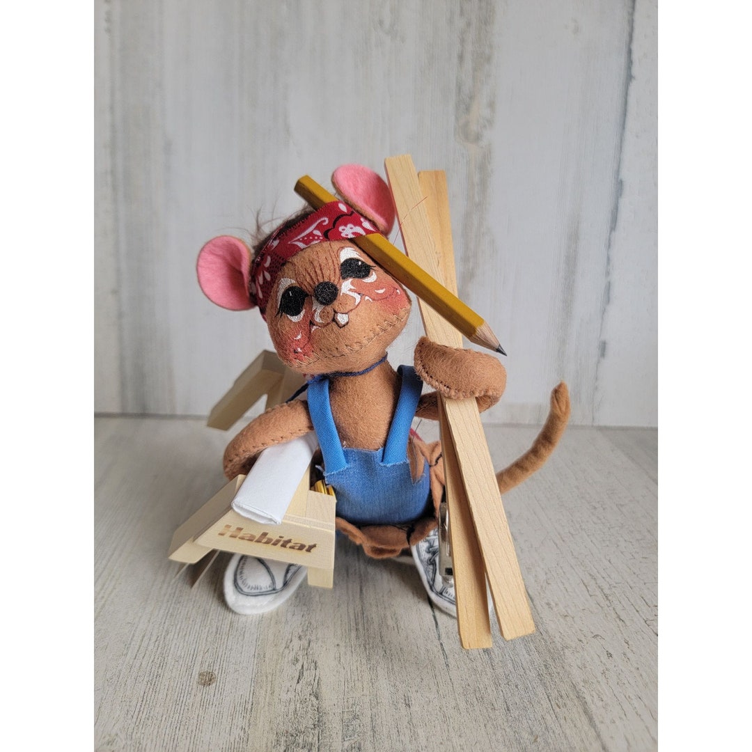Annalee Habitat Construction Worker Mouse Doll Society Vintage - Etsy