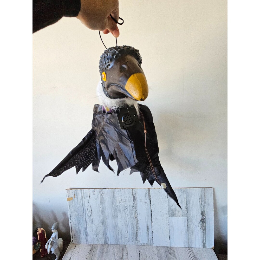 Animated Crow Bird Halloween Prop Hanging Unique - Etsy