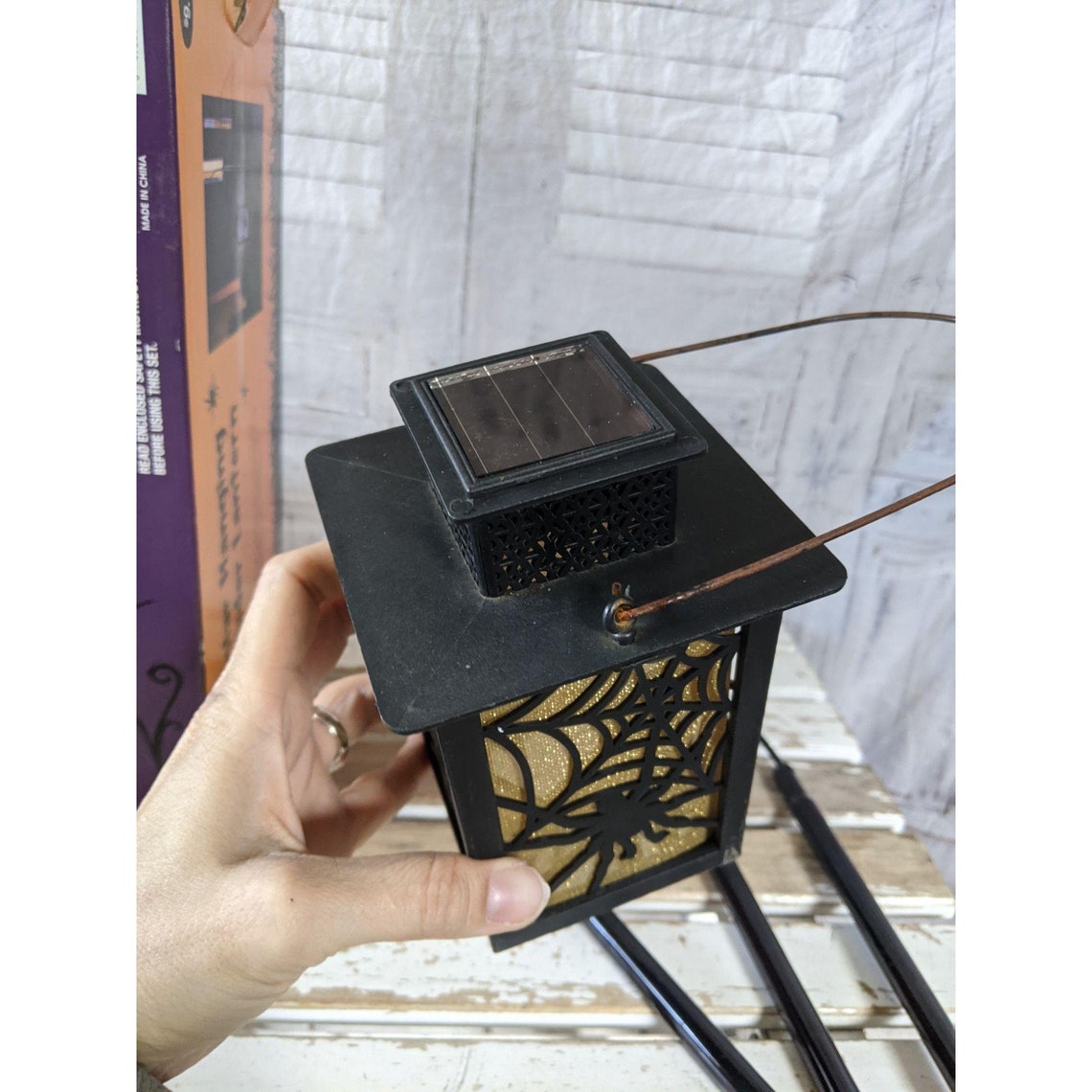 Halloween Solar Spider Lantern Lamp Hanging Pathway Light Lawn - Etsy