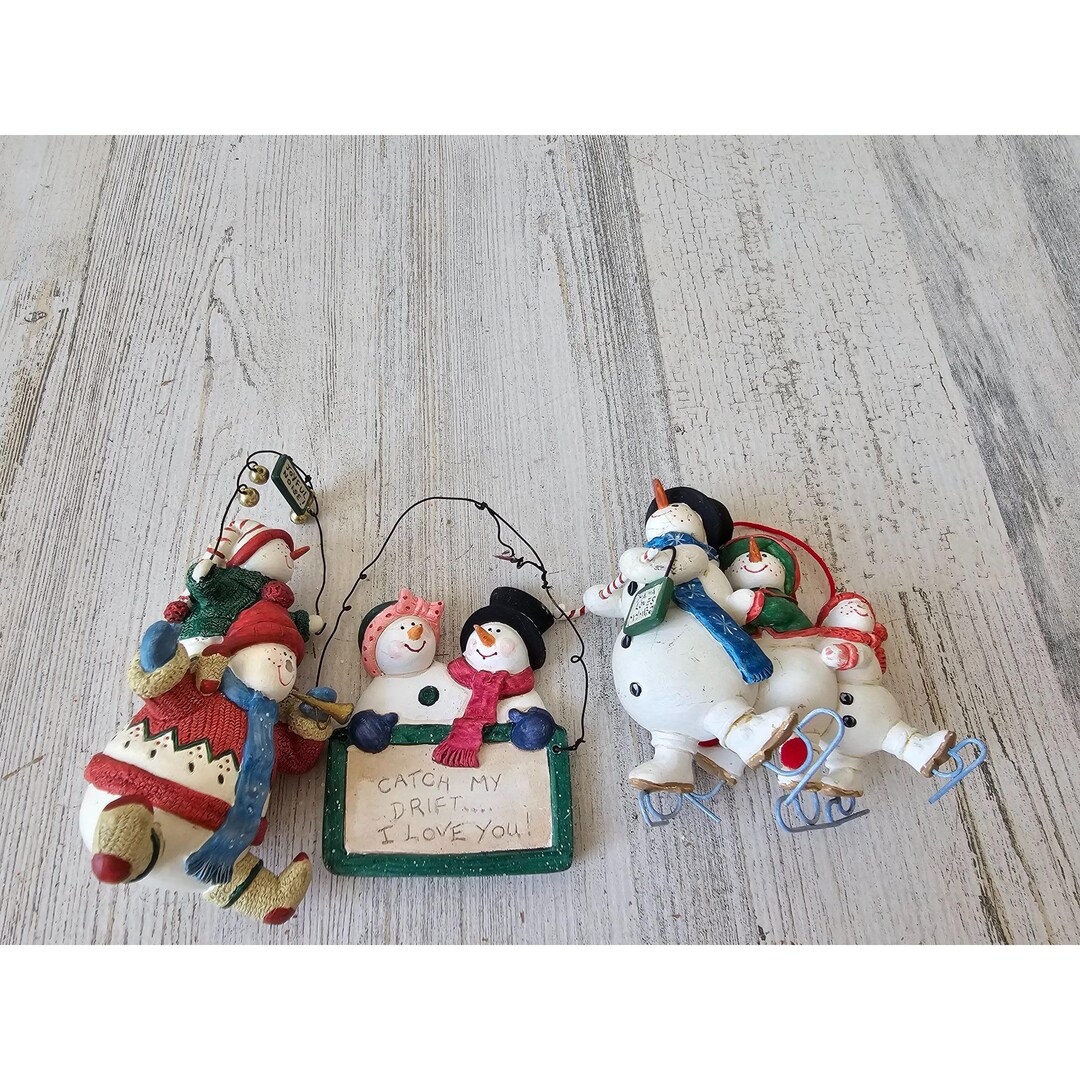 Sandi Gore Evans Snowman Ornament Mama Loves Mambo Joyful Noise Couple ...