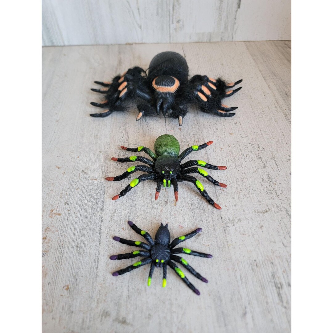 Halloween Rubber Prop Spider Scary Home Decor Set Tarantula Realistic ...