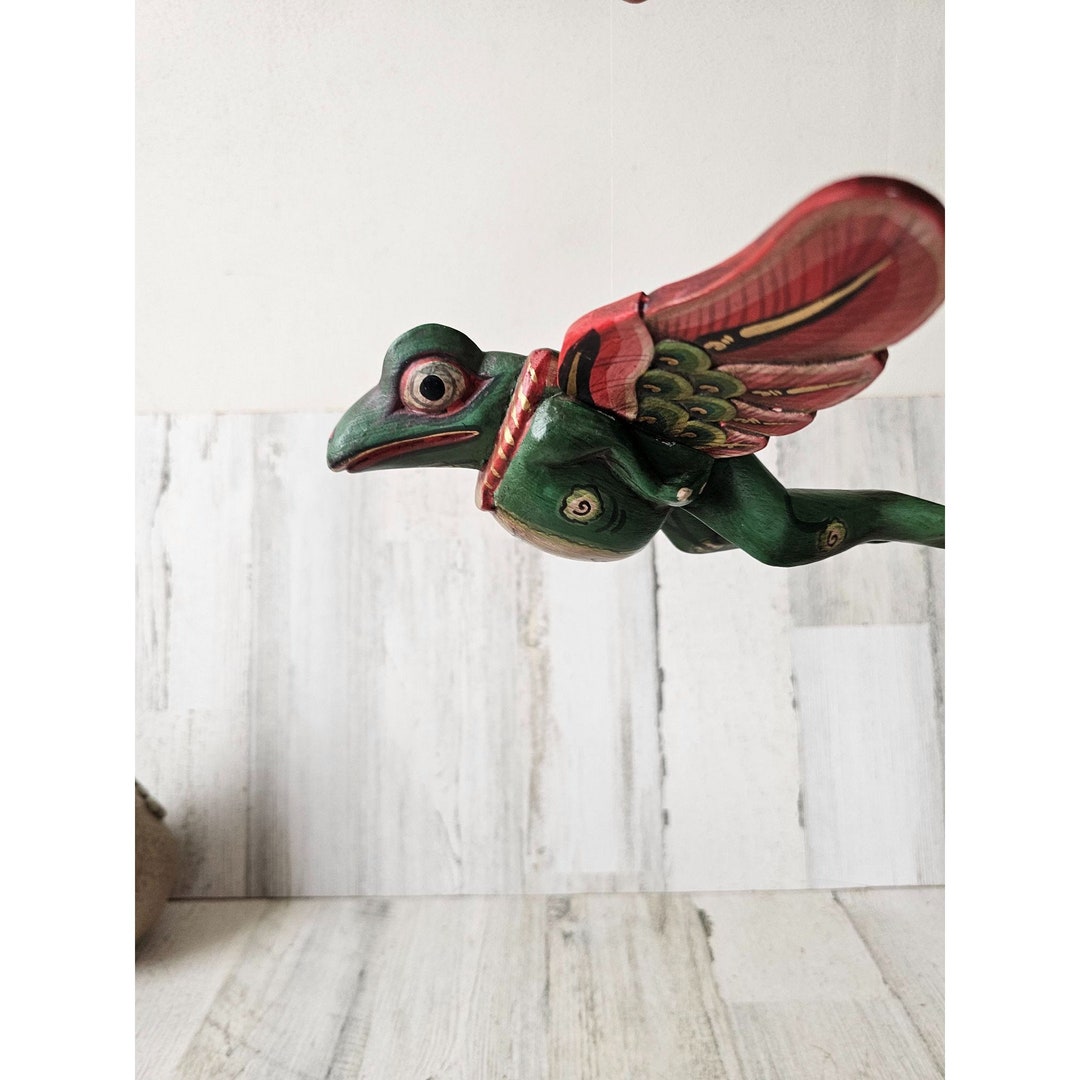 Folk Art Hanging Flying Frog Toad Indonesia Balinese Unique Wooden - Etsy