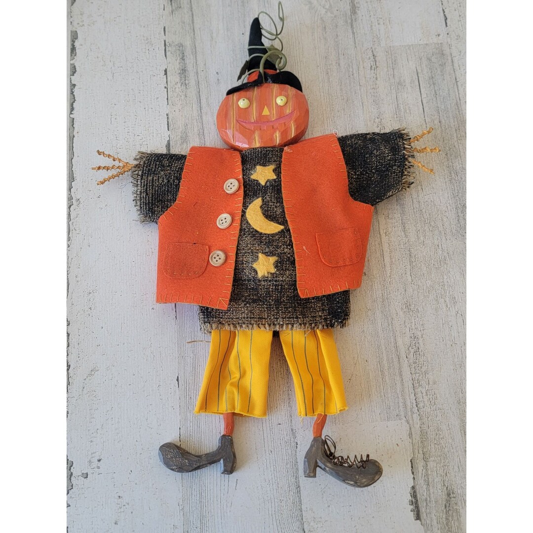 Vintage Pumpkin Scarecrow Hanging Doll Prop Halloween Decor Unique - Etsy