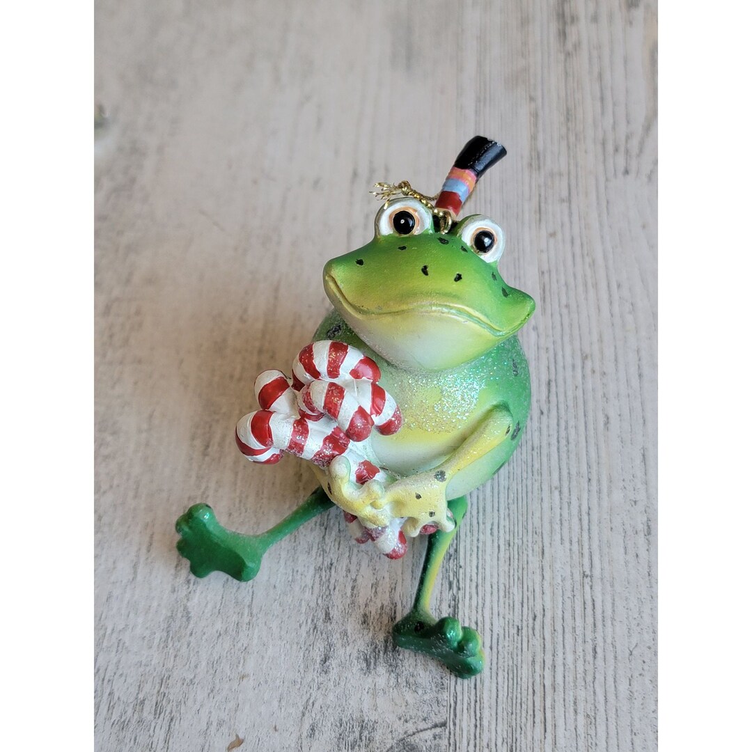 Dangling Feet Frog Glitter Ornament Xmas Candy Cane - Etsy