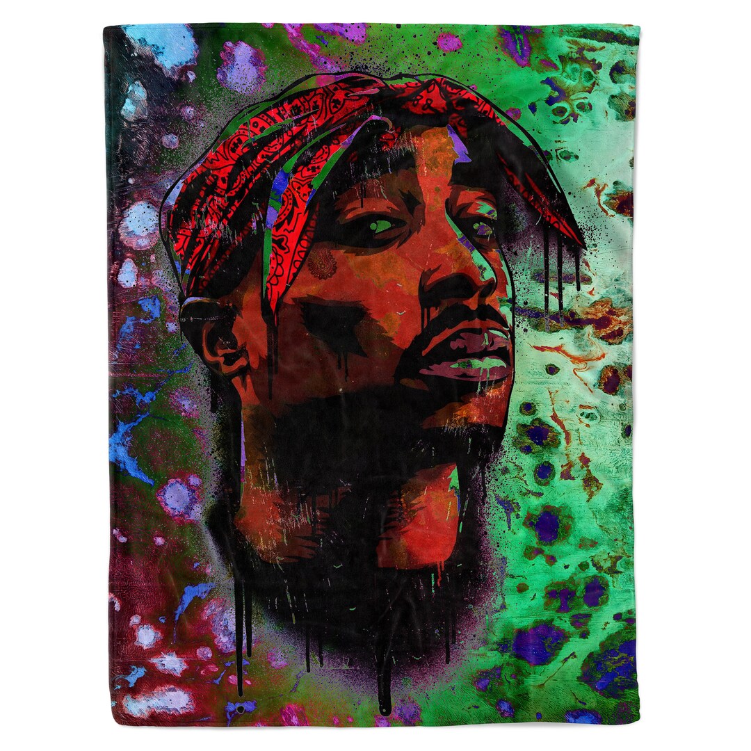 Tupac Blanket | LARGE 80" X 60" | Abstract Graffiti Painting | 2pac ...