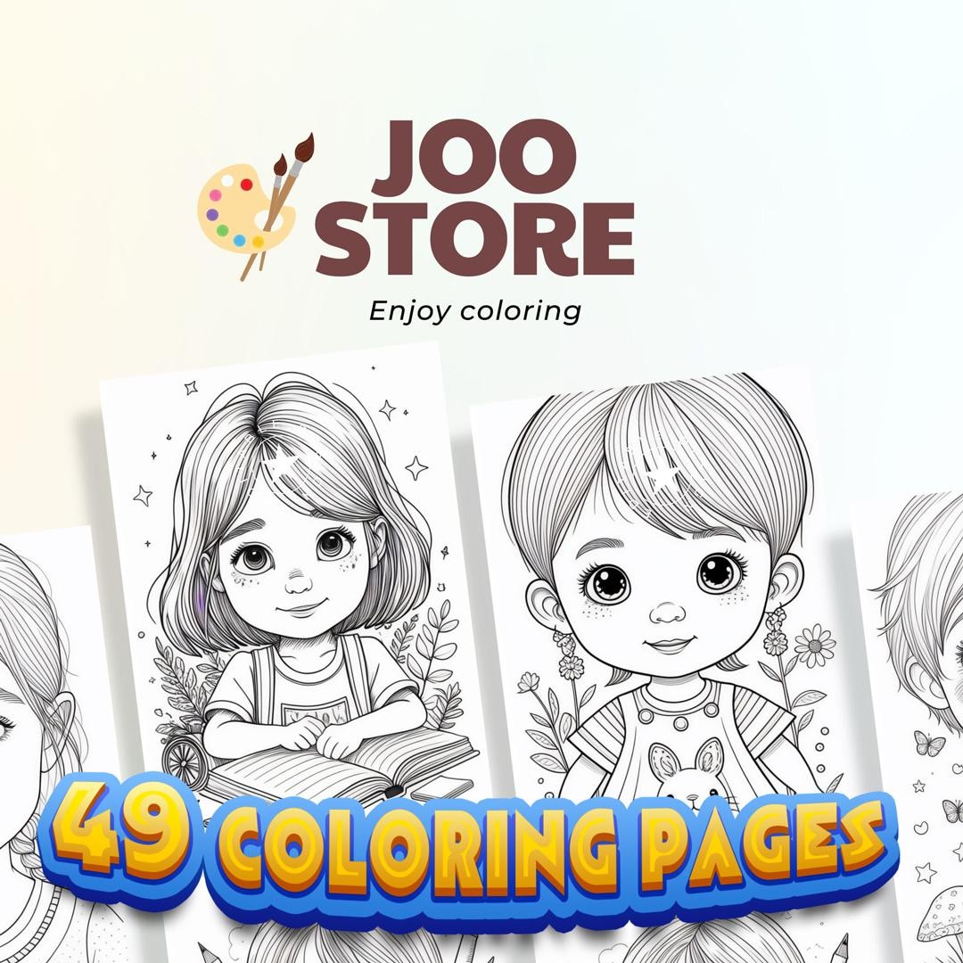49 Kids Coloring Pages for Adults and Kids Digital Download Grayscale ...