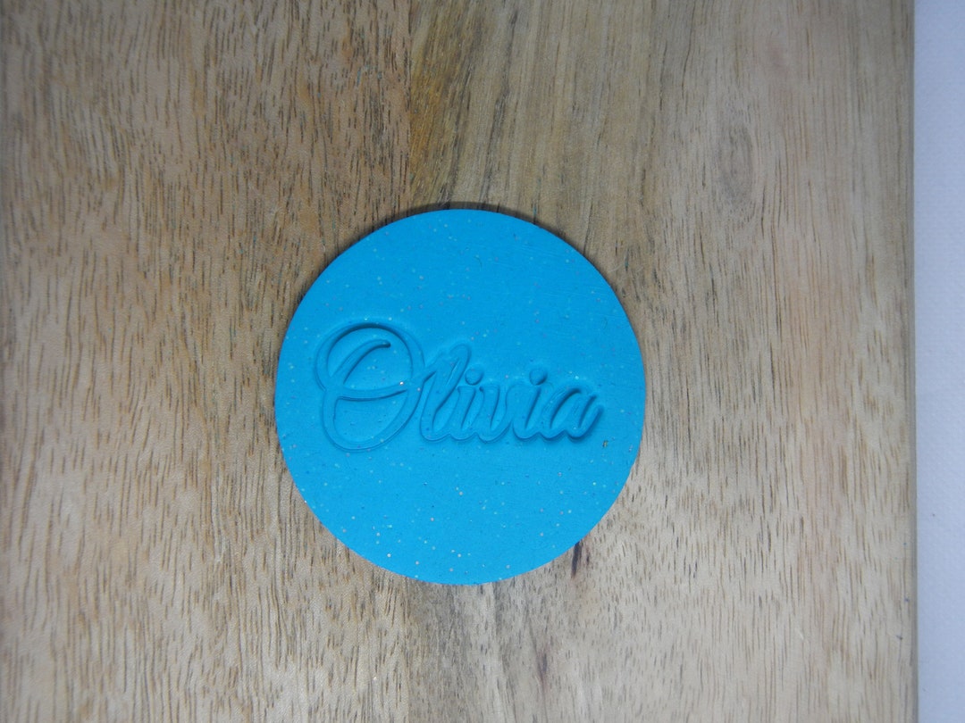 Personalised Cursive CUSTOM NAME Cookie Stamp Fondant Embosser Birthday ...