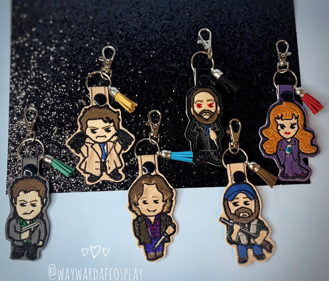 Supernatural Characters Set of 6 Keyrings Leatherette Keychains Sam ...