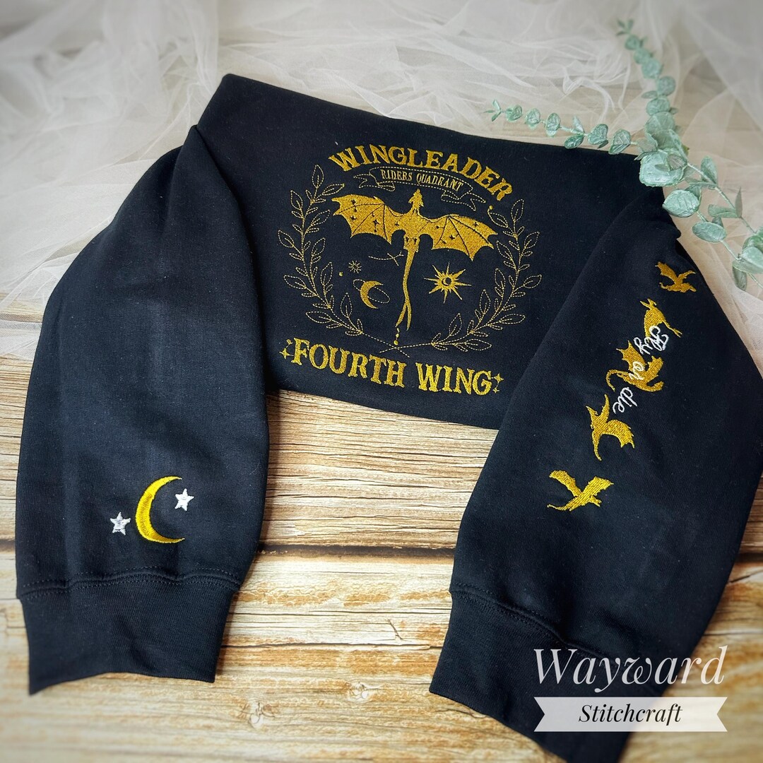 Wingleader Fourth Wing Inspired Embroidered Sweatshirt, Embroidered ...